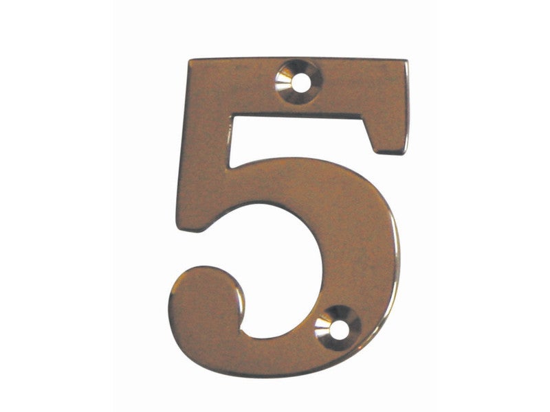 Chiffre 5 En Laiton Poli H.5.1 X L.3.5 Cm
