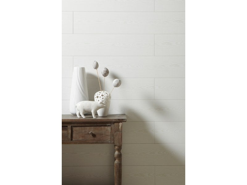 Lambris mdf revêtu sapin blanchi, L.129 X l.19 cm, Ep.8 mm