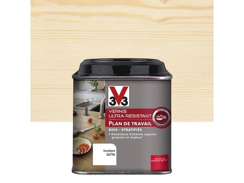 Vernis Plan De Travail Resist Activ V33, Incolore Satiné, 0.5L