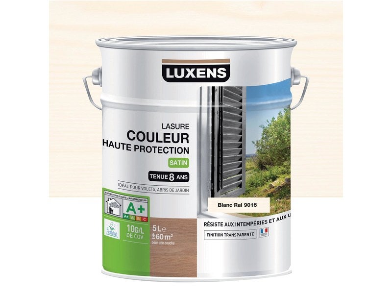 Lasure LUXENS Haute Protection 8 ans blanc satiné 5 L