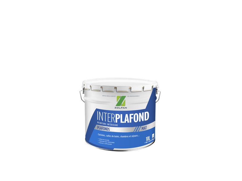 Peinture Plafond Zolpan Inter Plafond Blanc Mat, 10 L