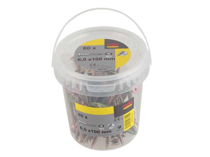 Seau 60 vis TF TX 6x100 mm + embout T25