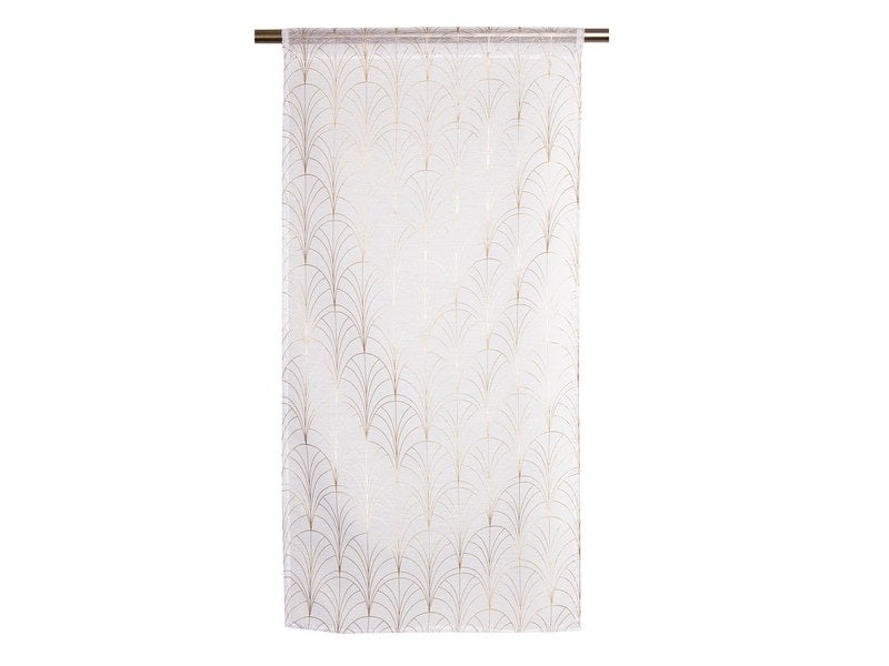 Vitrage transparent Tamara blanc et dore l. 90 x H. 210 cm