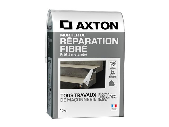 Mortier de reparation fibre AXTON, gris, 10 kg