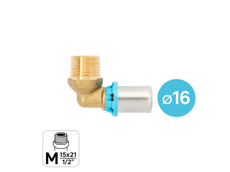 Coude à sertir multicouche diam.16 M15x21 (1/2), EQUATION