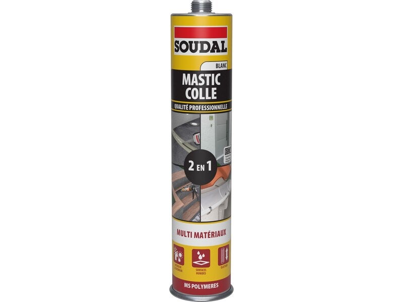 Mastic de fixation SOUDAL, blanc, 280 ml