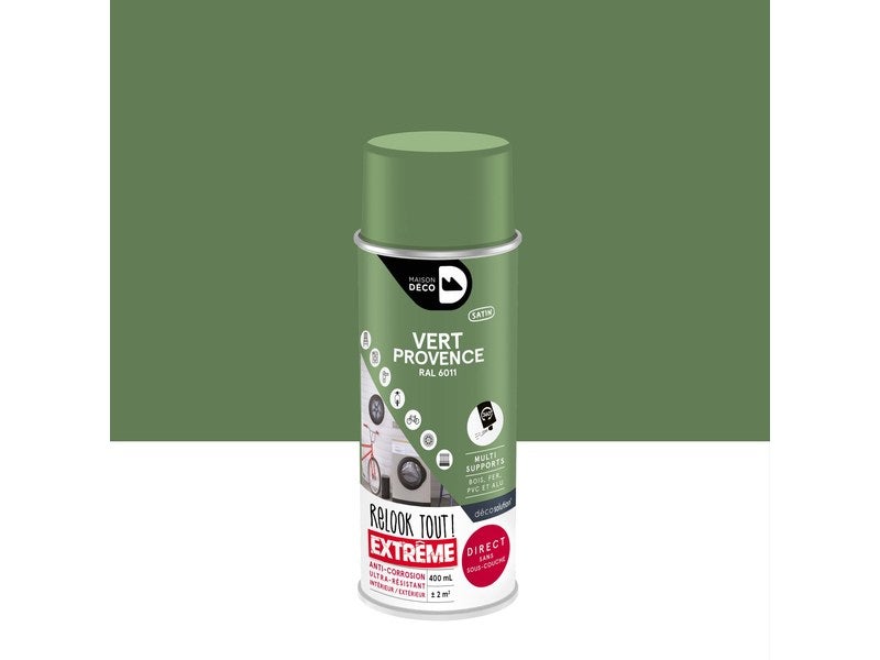 Peinture aérosol relook tout MAISON DECO vert ral 6011 satiné 0.400 L