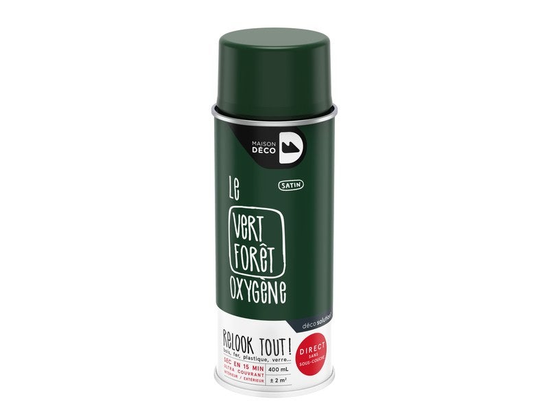 Peinture aérosol Relook Tout MAISON DECO vert foret satiné 0.400 L