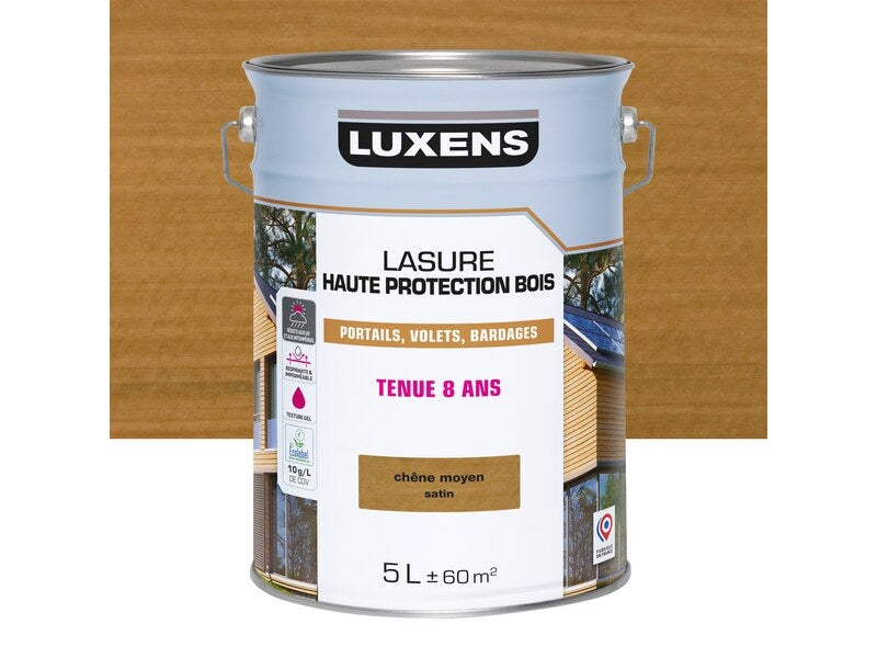 Lasure LUXENS 8 ans chêne moyen satiné 5 litres