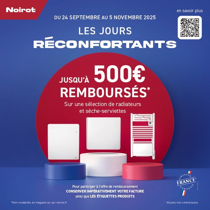 Radiateur électrique connecté double système de chauffe 1500W NOIROT ...